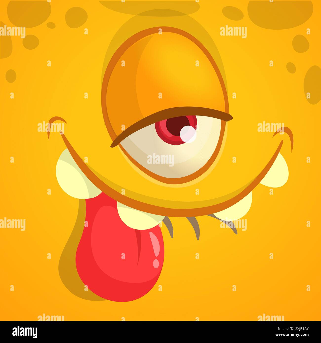 Cartoon funny one eyed monster face expression. Vector illustration ...