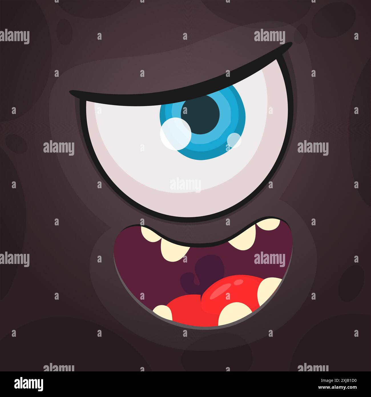 Cartoon funny one eyed monster face expression. Vector illustration ...