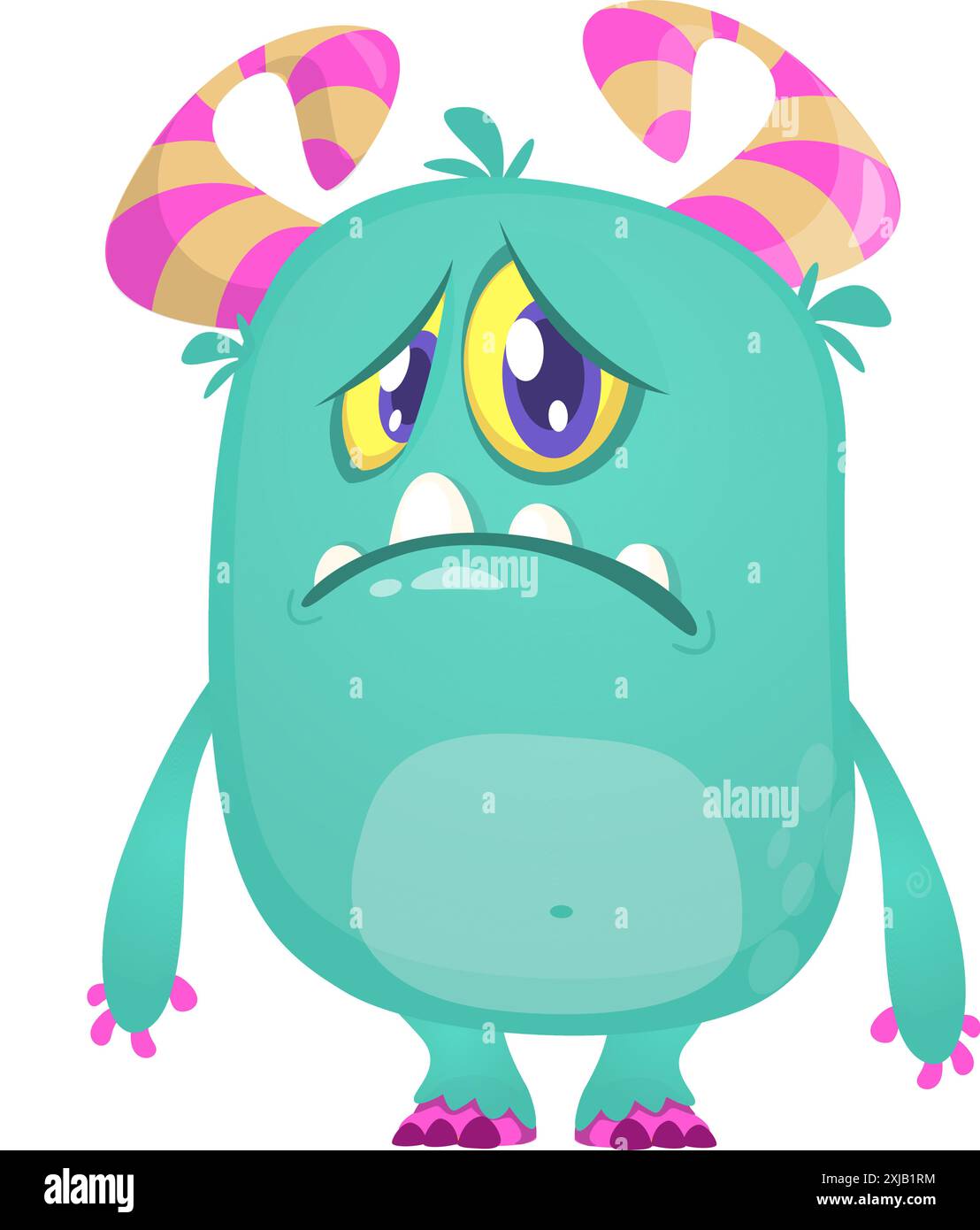 Sad cartoon monster. Halloween vector illustration. Great for package ...