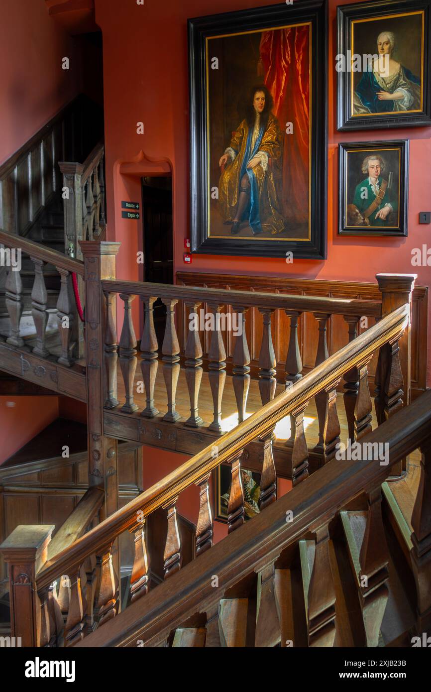 Painted portraits in the Egmond Staircase at Kasteel van Gaasbeek ...