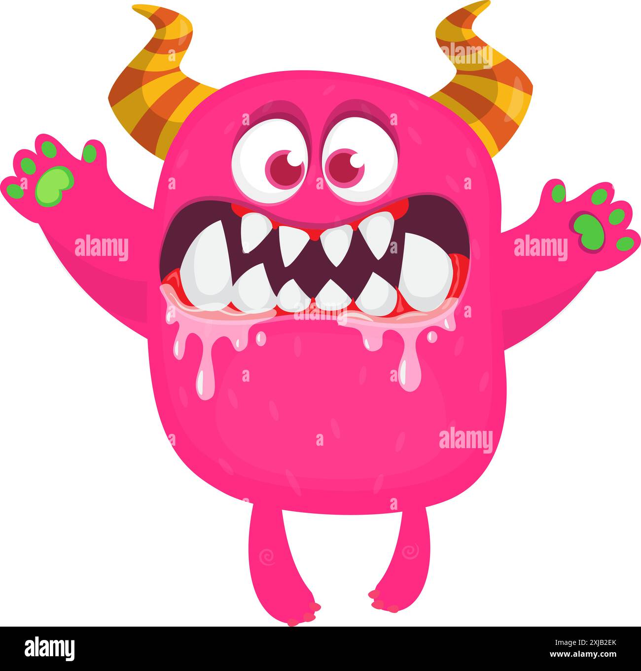 Angry cartoon monster waving hands illustration Stock Vector Image ...