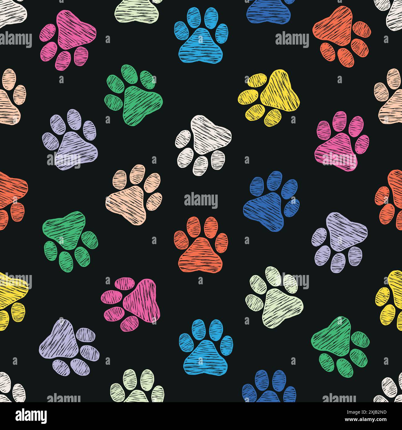 Colorful paw prints pattern with dark background Stock Vector Image ...
