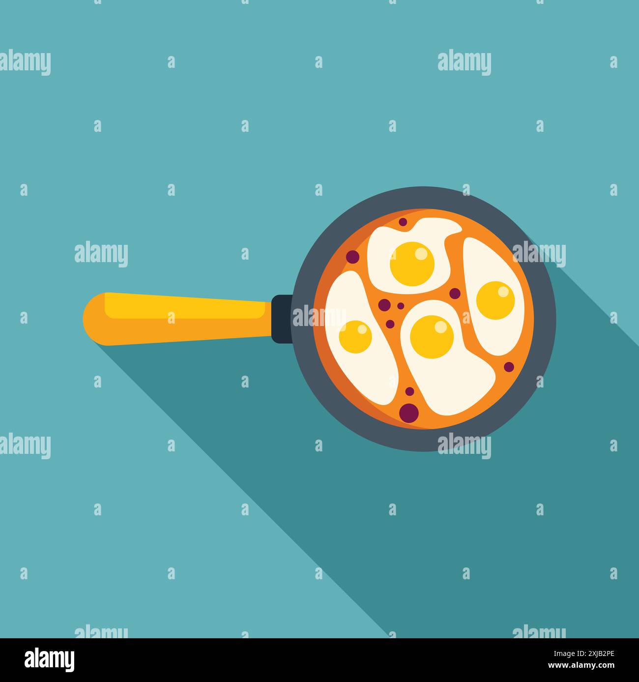 Frying pan cooking sunny side up eggs, representing a delicious and ...