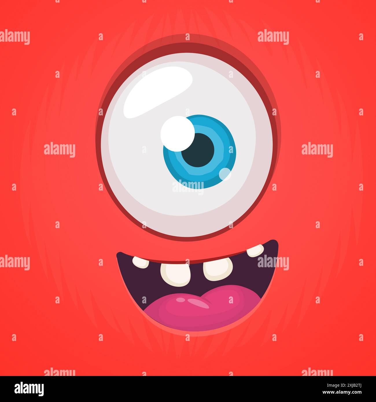 Cartoon funny one eyed monster face expression. Vector illustration ...