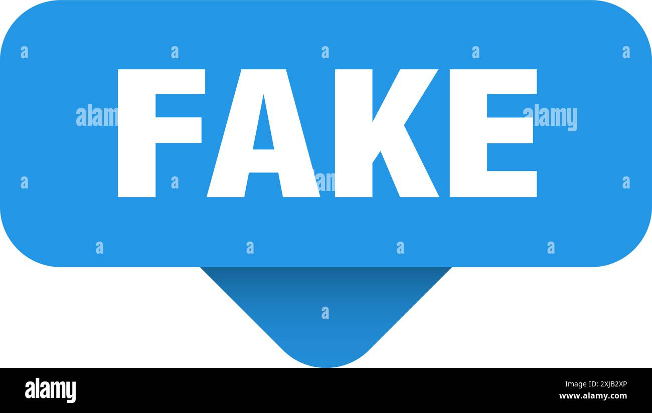 fake sticker. fake sign on transparent background. rectangular button ...