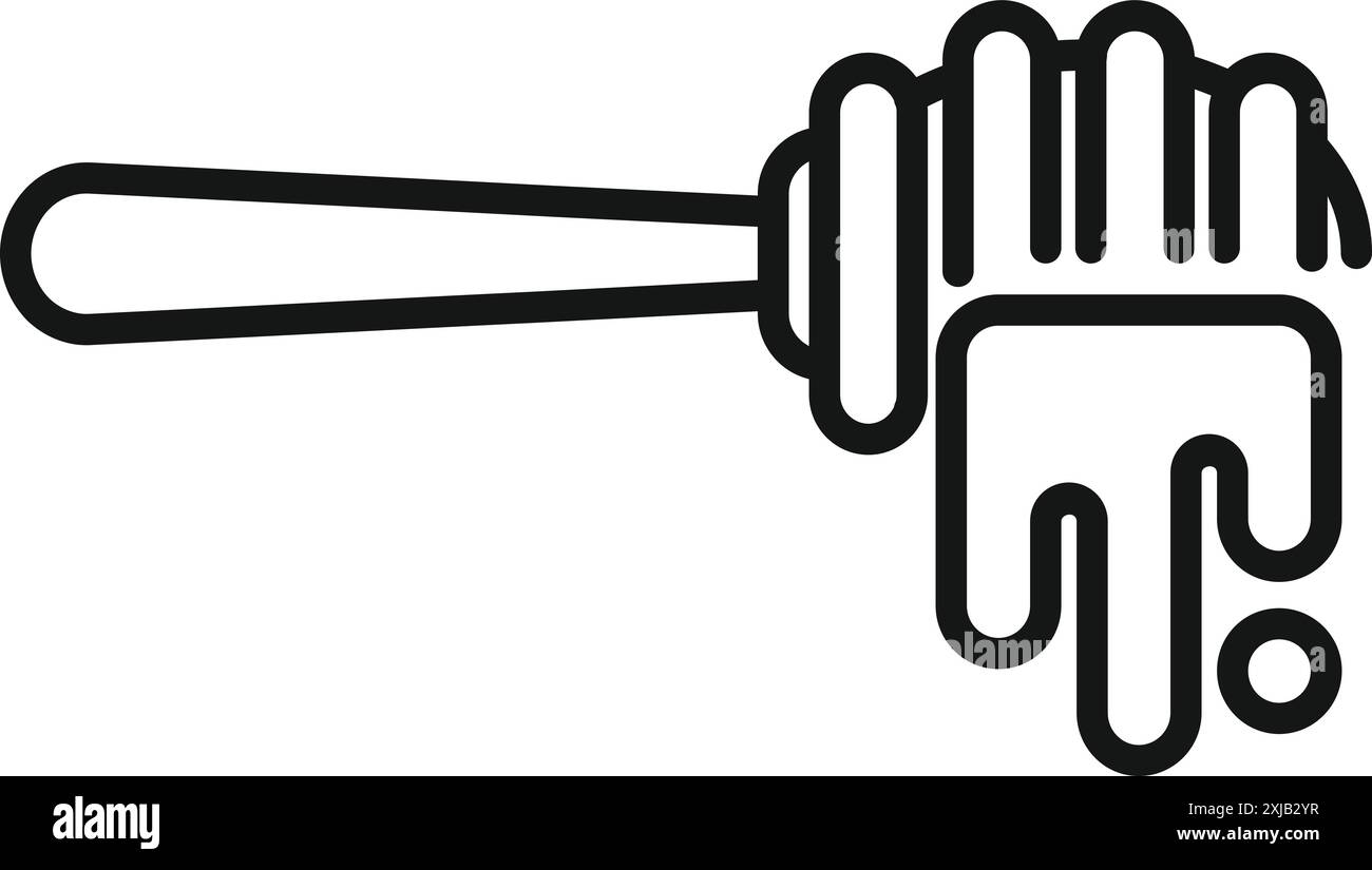 Simple line drawing of a honey dipper with honey dripping from it ...