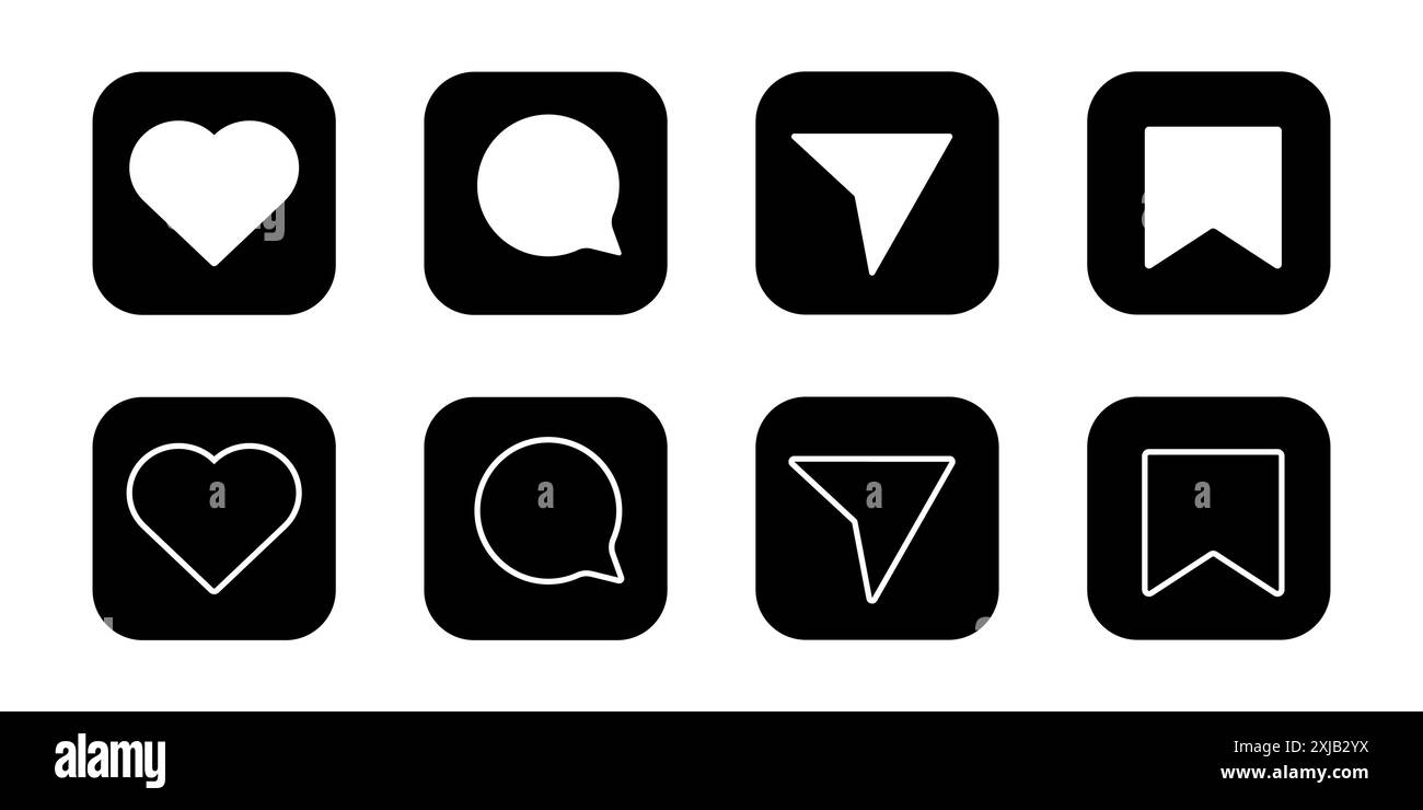 Media Icons interface social media like, chat, send and save symbols ...