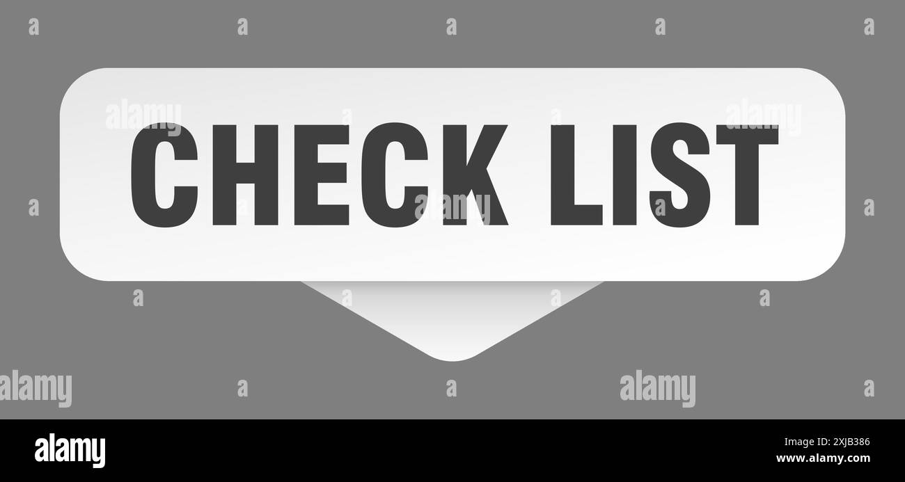 check list sticker. check list sign isolated on gray background. rectangular button Stock Vector ...