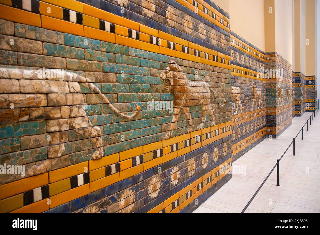 Glazed brick wall of the Processional Way of of Babylon. Pergamon ...