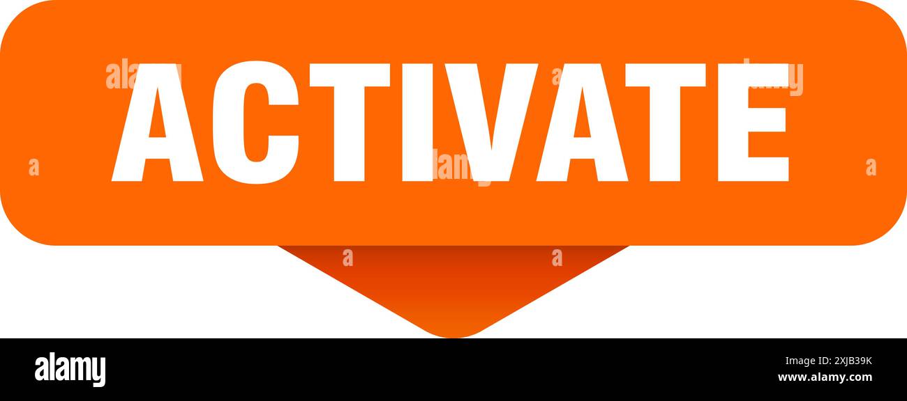 activate sticker. activate sign on transparent background. rectangular ...