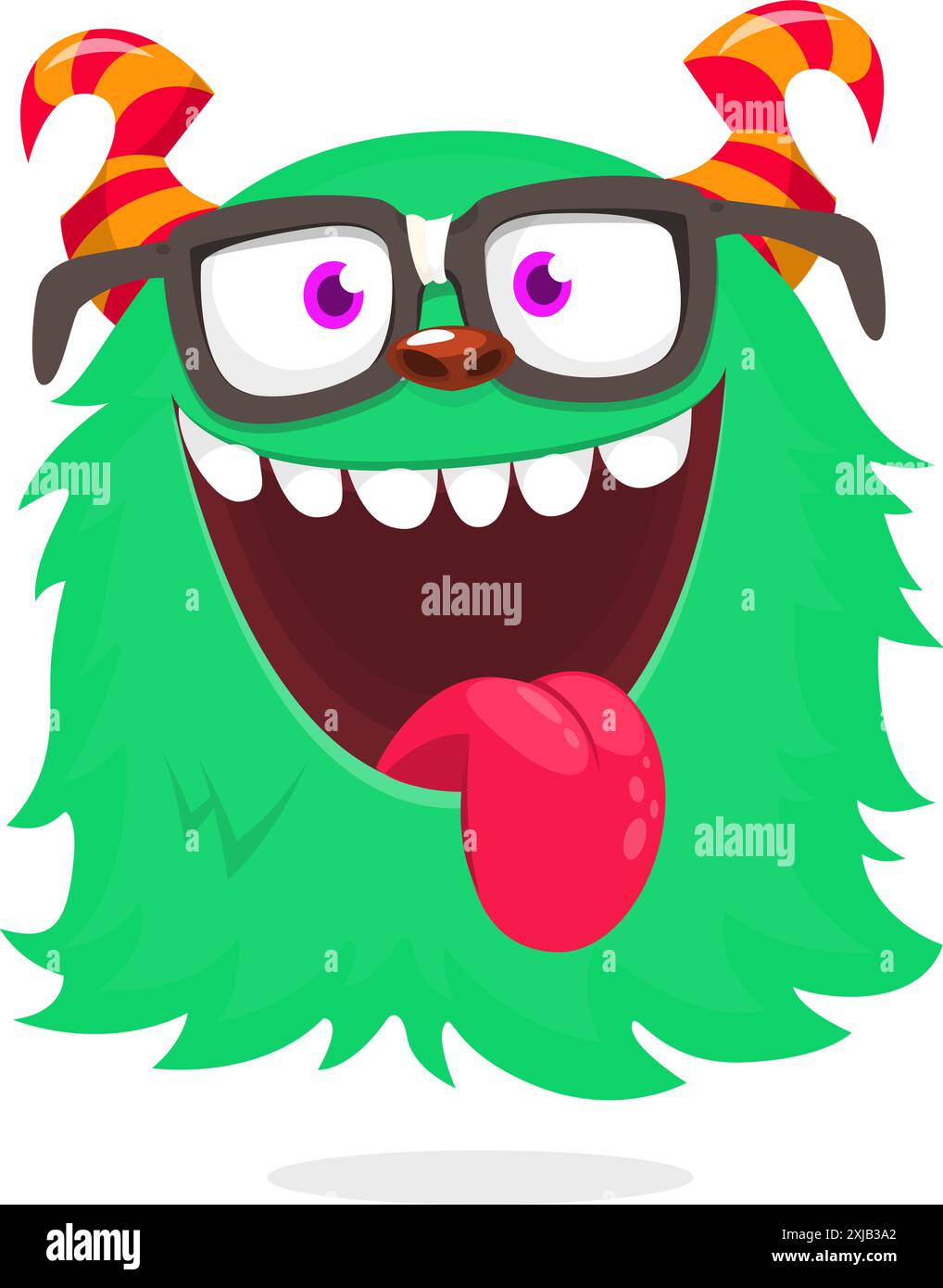 Funny cartoon monster showing long tongue. Halloween vector ...