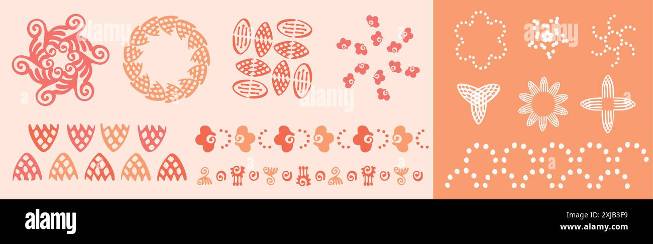 Peach fuzz botanical set texture vector motif with color of the year ...
