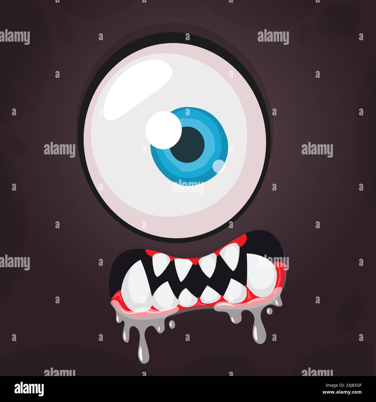 Cartoon funny one eyed monster face expression. Vector illustration ...