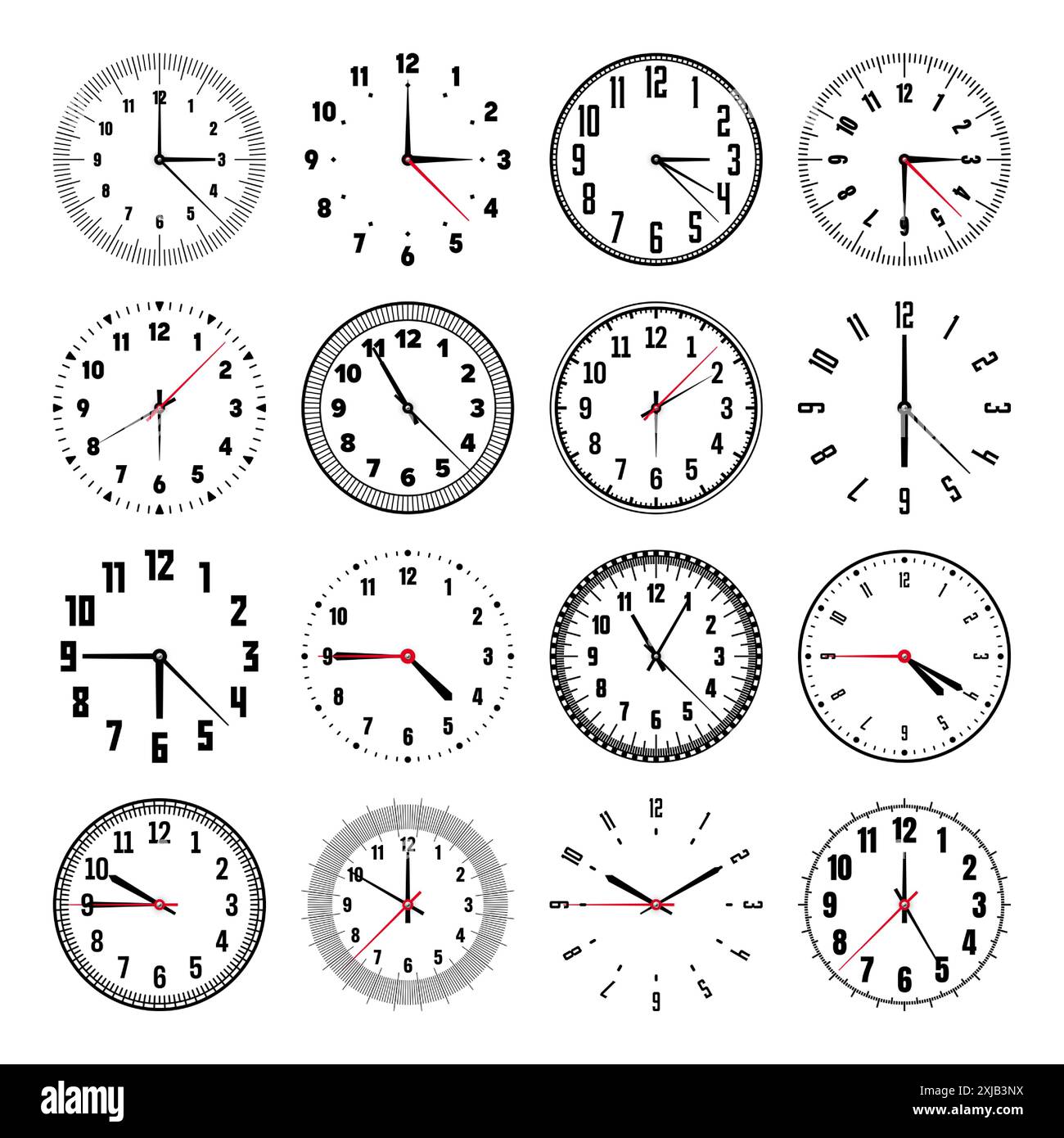 Mechanical clock faces with hands, bezel. Watch dial with minute, hour ...