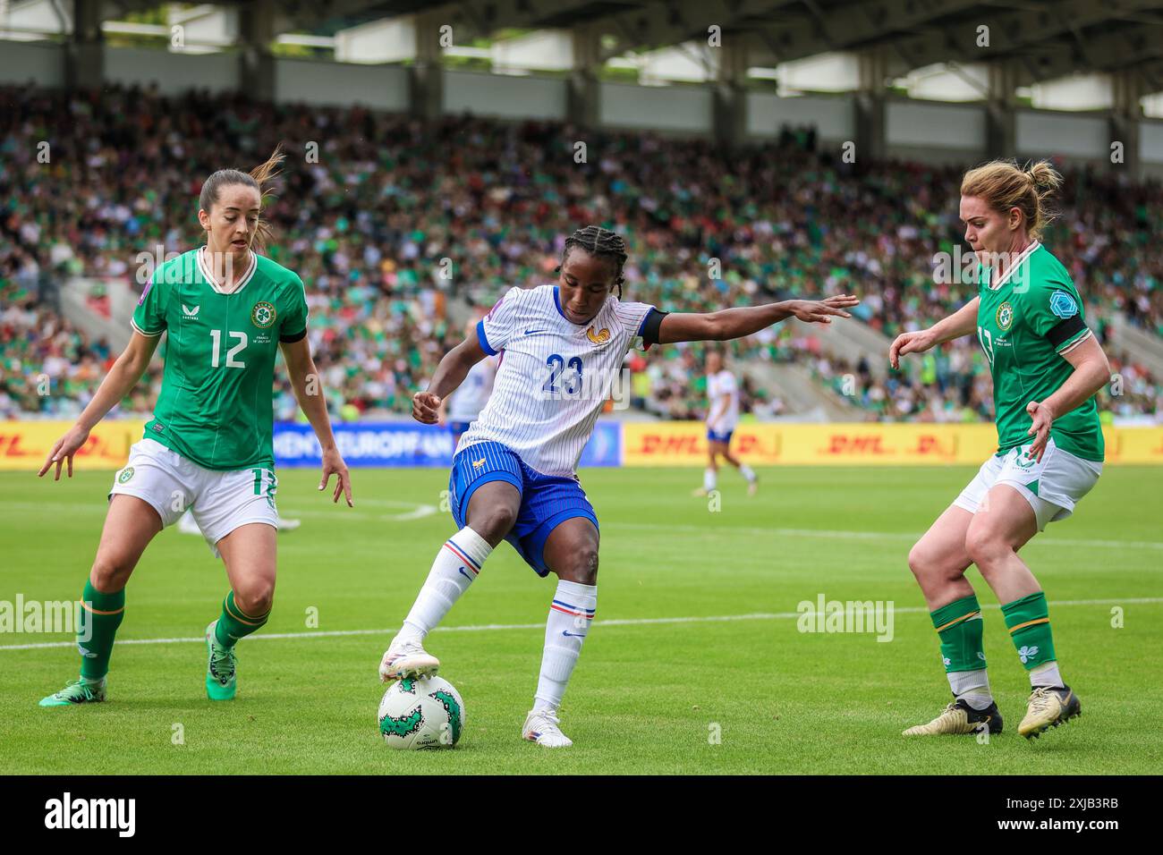 July 16th, 2024, Vicki Becho of France protects the ball from Anna ...