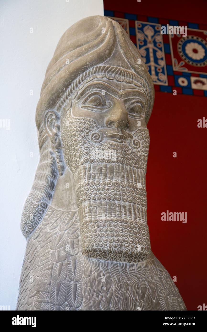 Lamassu, a mythological hybrid with the the head of a human, the body ...