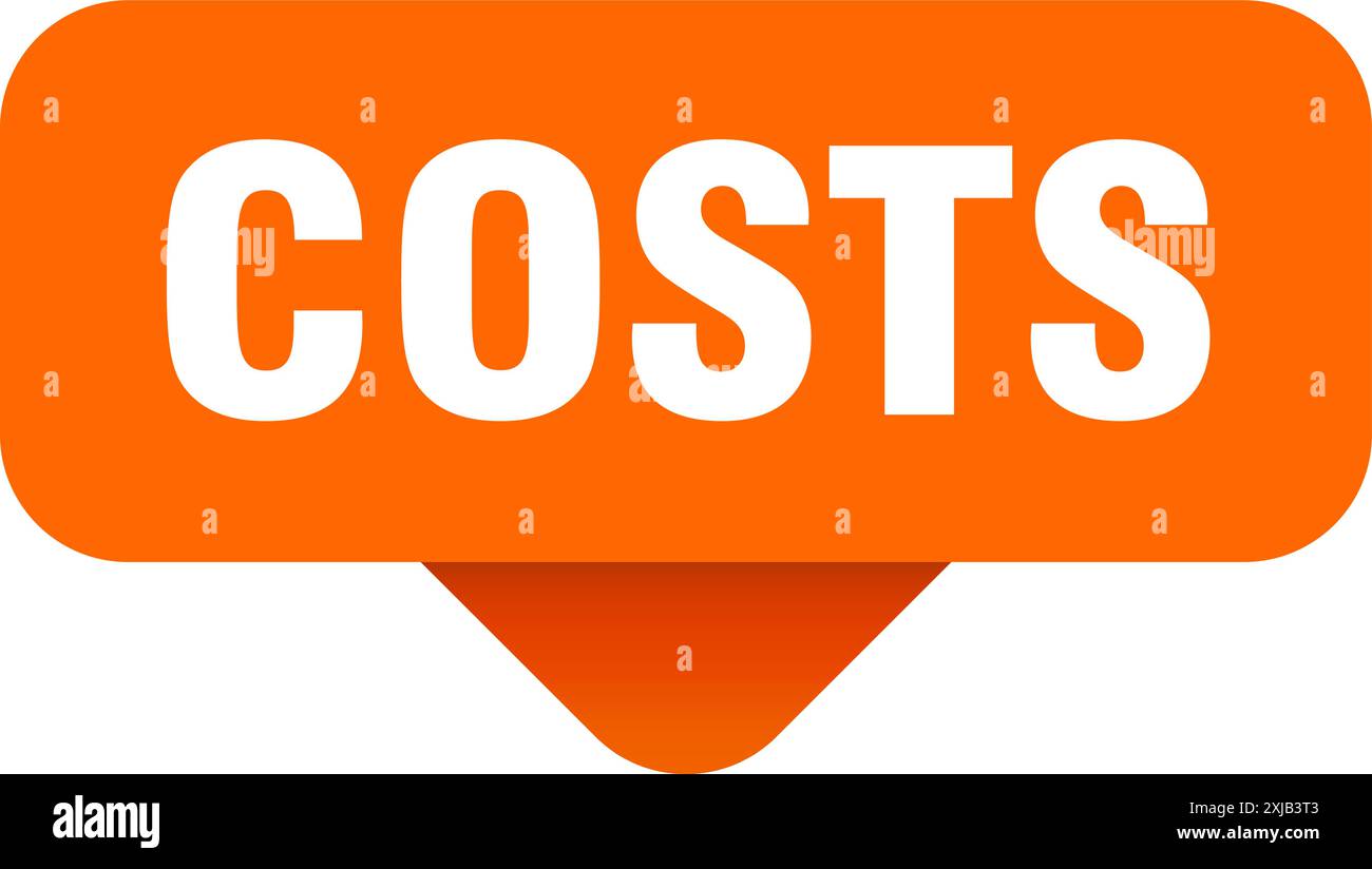 costs sticker. costs sign on transparent background. rectangular button ...