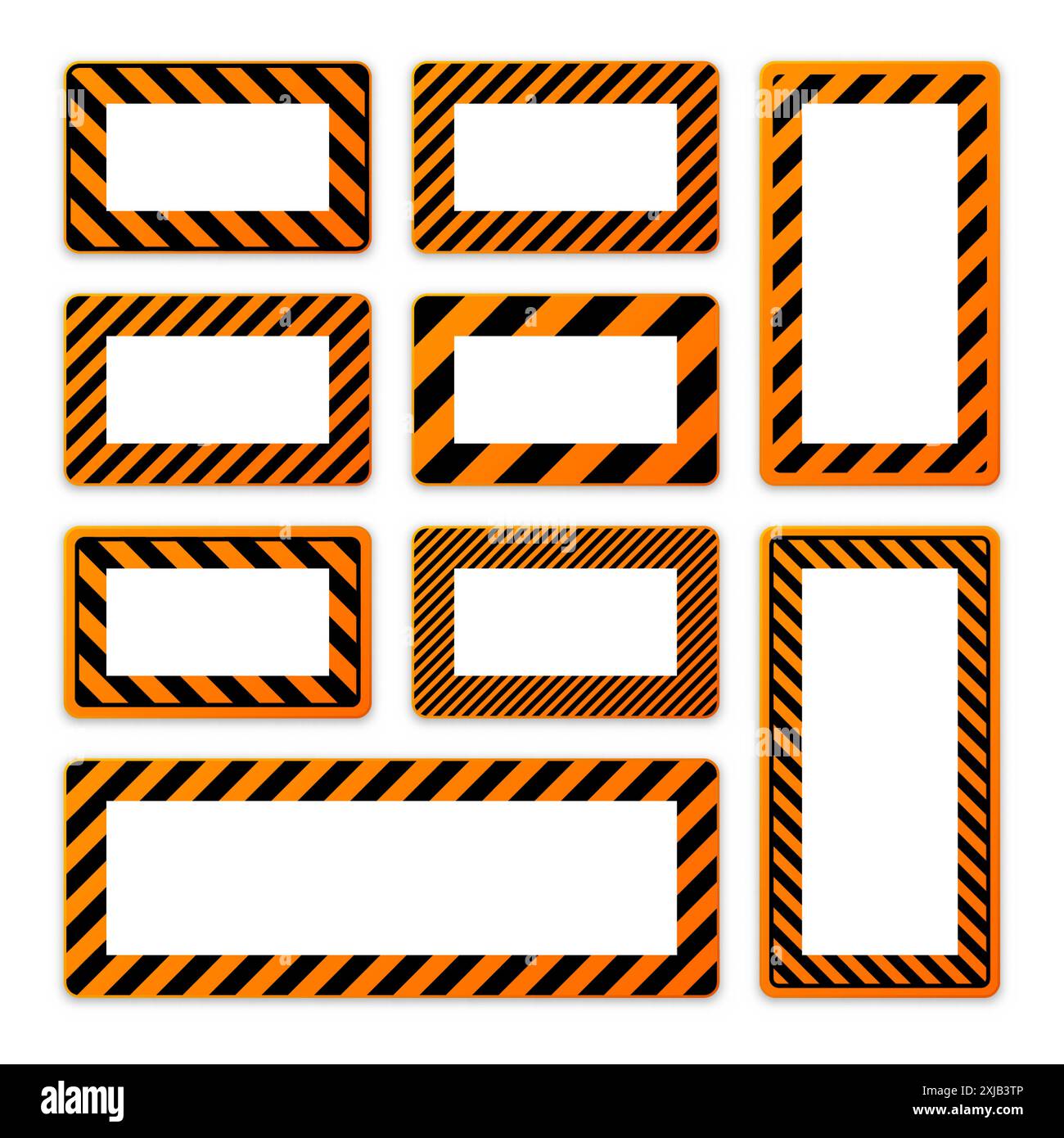 Various blank warning signs with diagonal lines. Orange attention ...