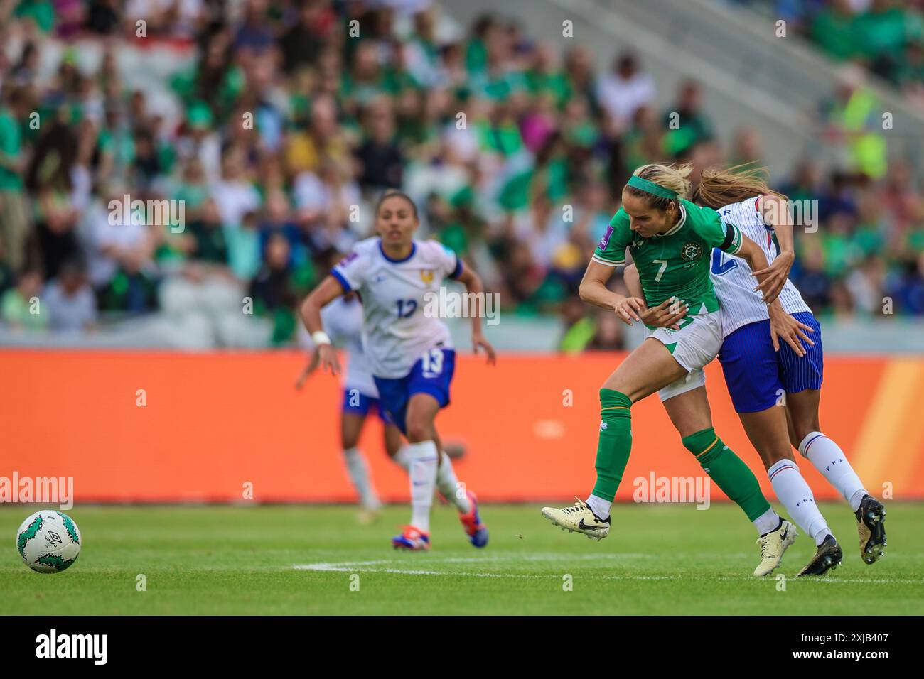 July 16th, 2024, Julie-Ann Russell of Ireland tries to go past Maëlle ...