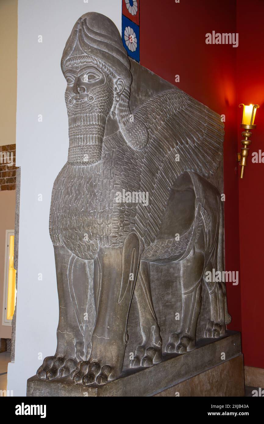 Lamassu, a mythological hybrid with the the head of a human, the body ...