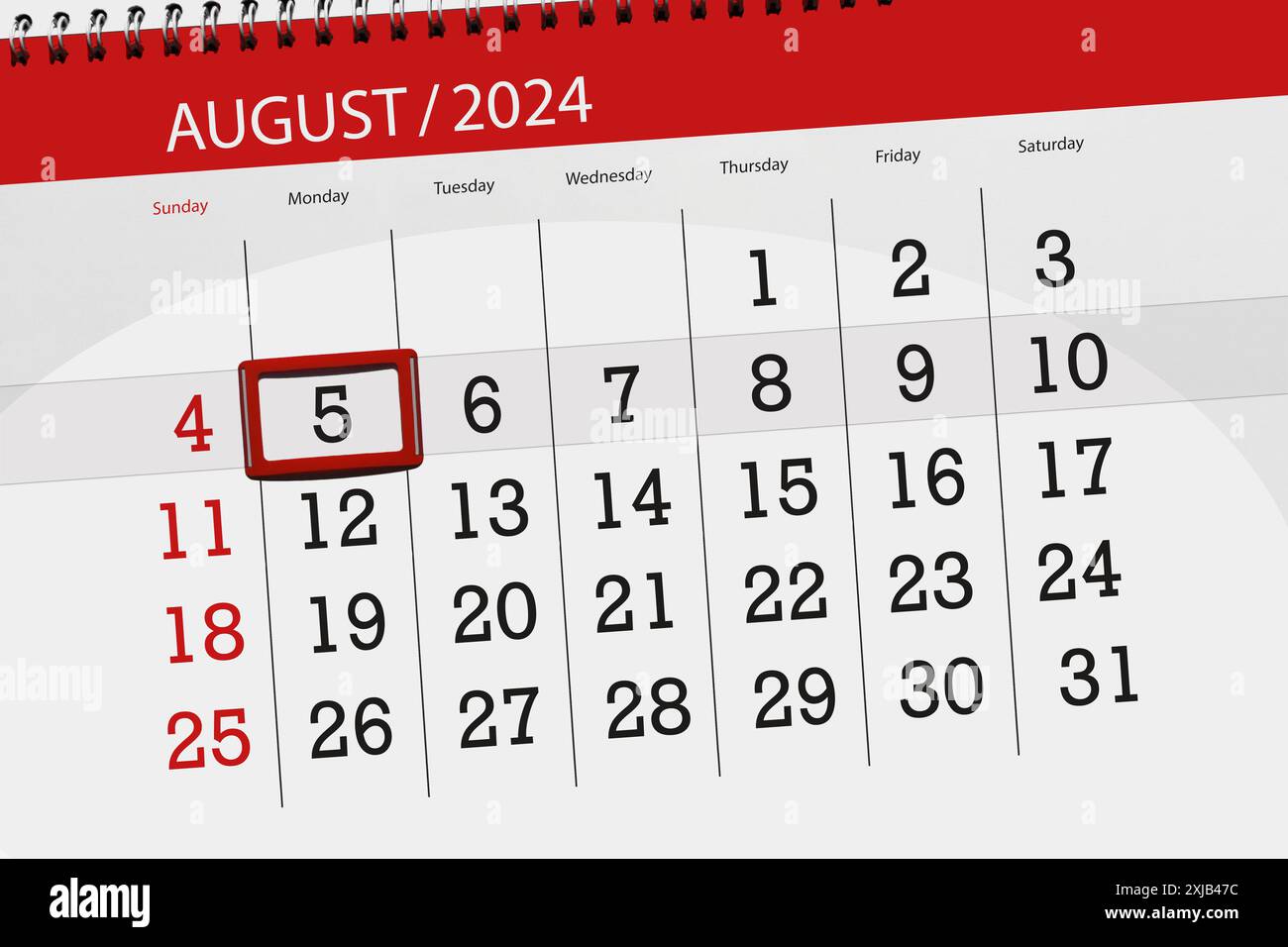 Calendar 2024, deadline, day, month, page, organizer, date, August ...