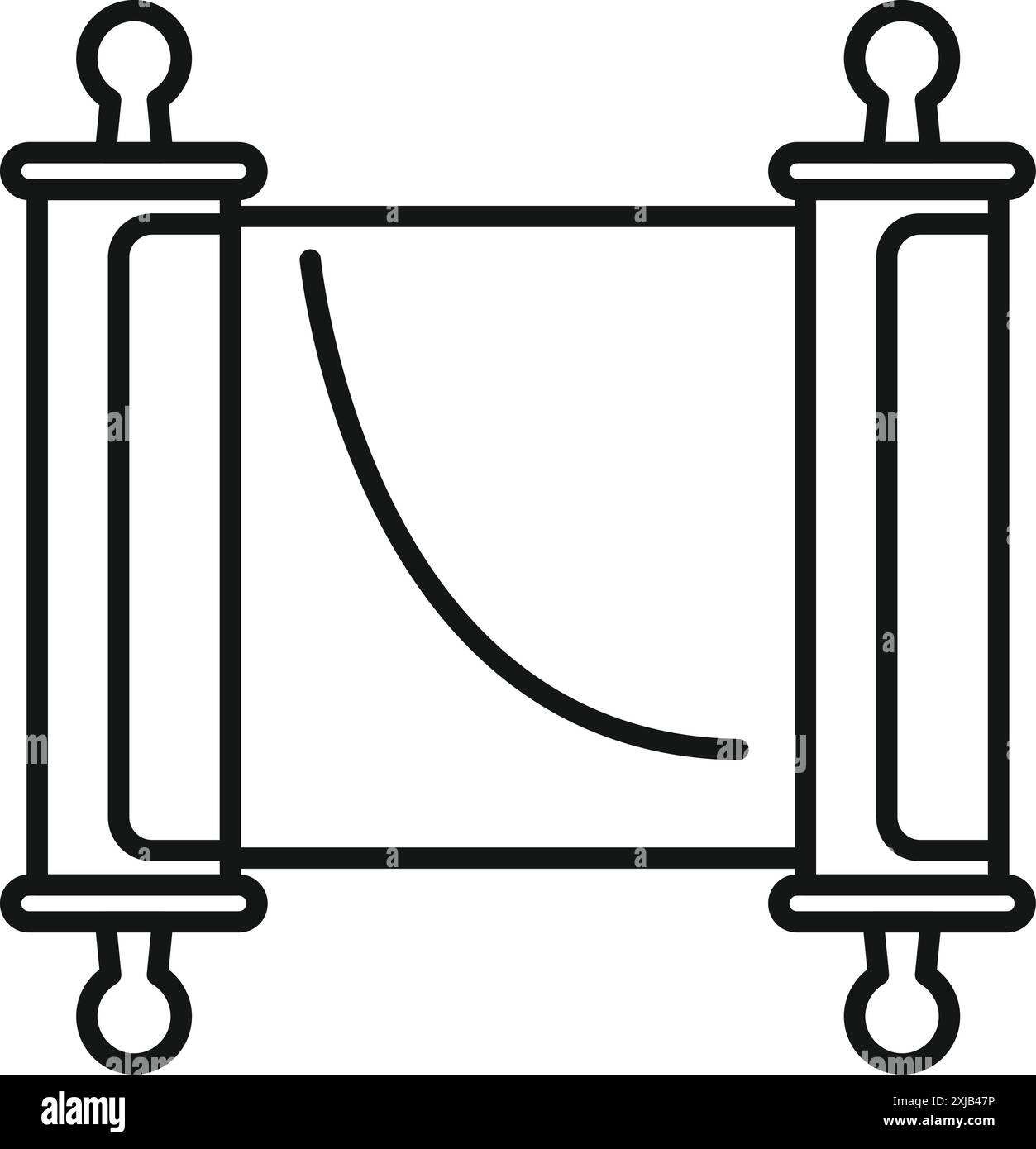 Line art icon of an ancient scroll manuscript with wooden handles for ...