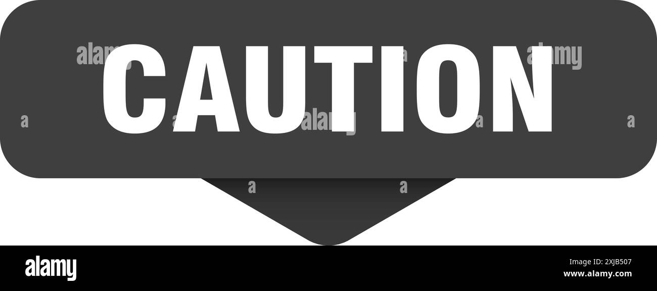 caution sticker. caution sign on transparent background. rectangular ...