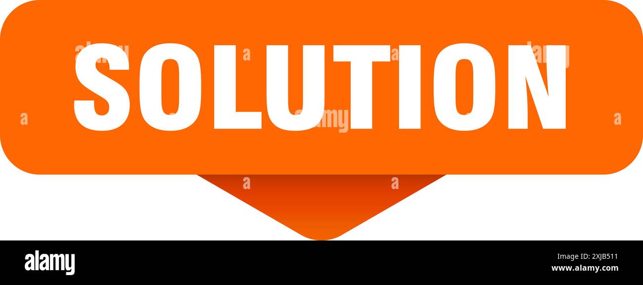 solution sticker. solution sign on transparent background. rectangular ...