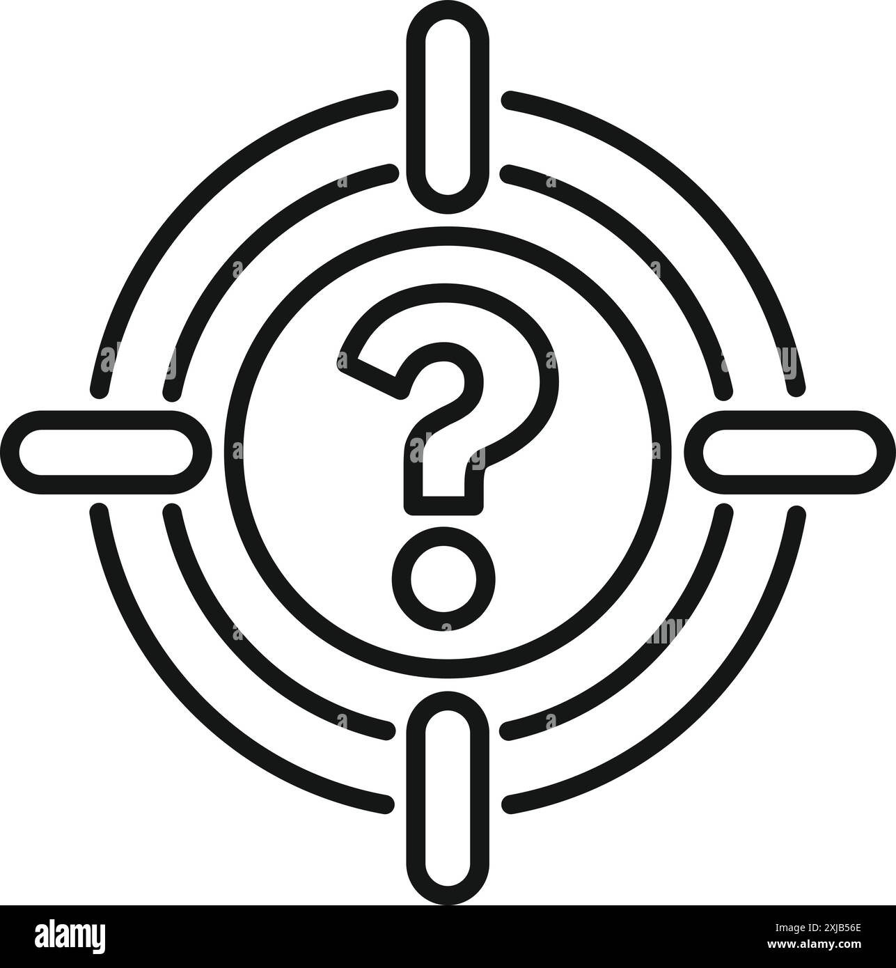 Simple, bold, icon graphic of a question mark being targeted in a ...