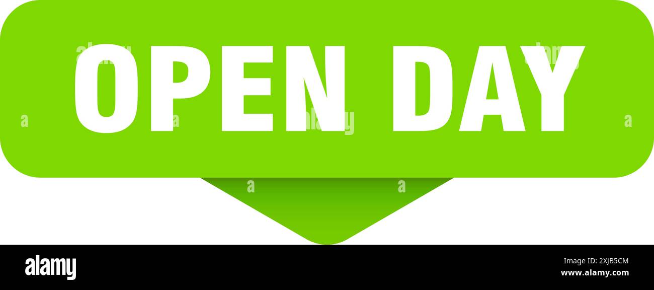 open day sticker. open day sign on transparent background. rectangular ...