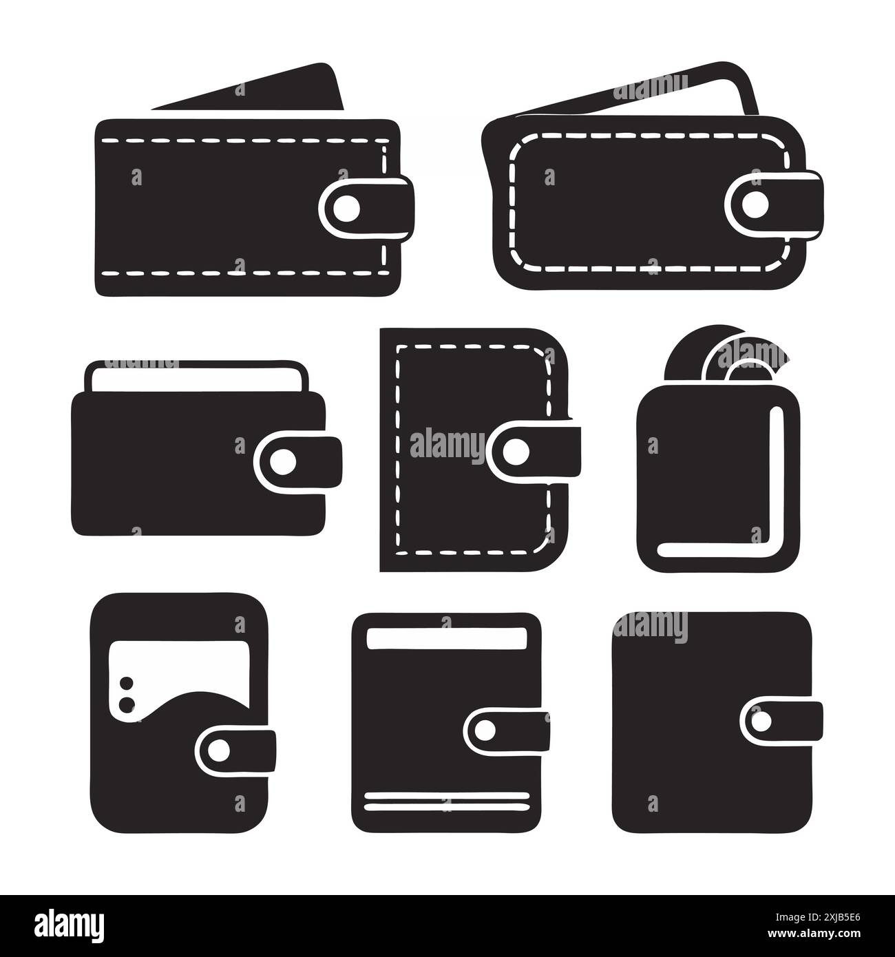 Wallet icons Set Different types on white background Stock Vector Image ...