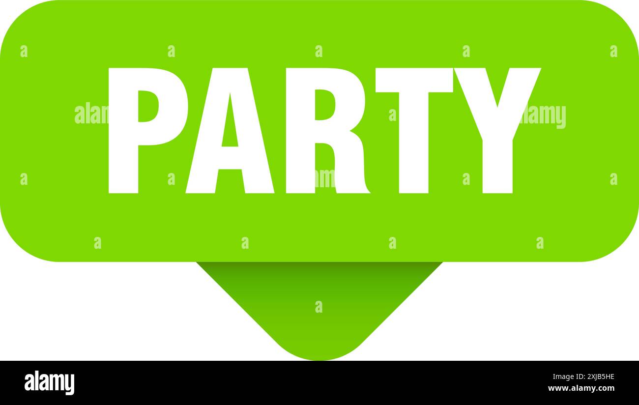 party sticker. party sign on transparent background. rectangular button ...