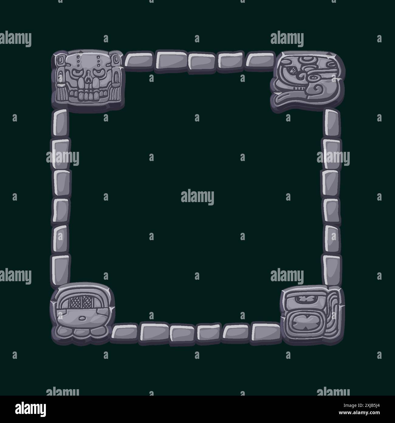 Maya Stone board, Aztec carton game frame. Maya tribal symbols. Ancient ...