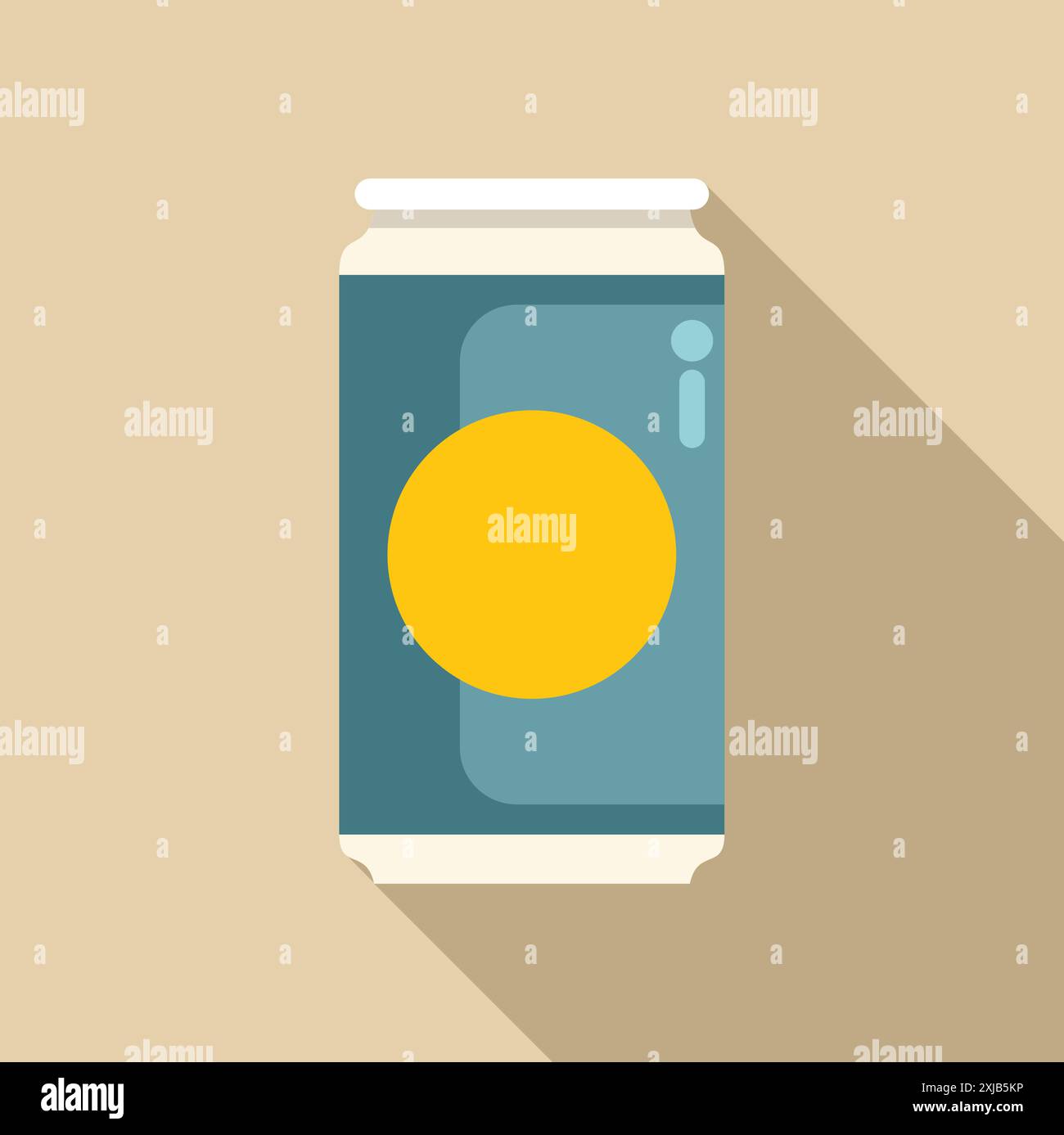 Closed aluminum can with yellow label is standing on light brown ...