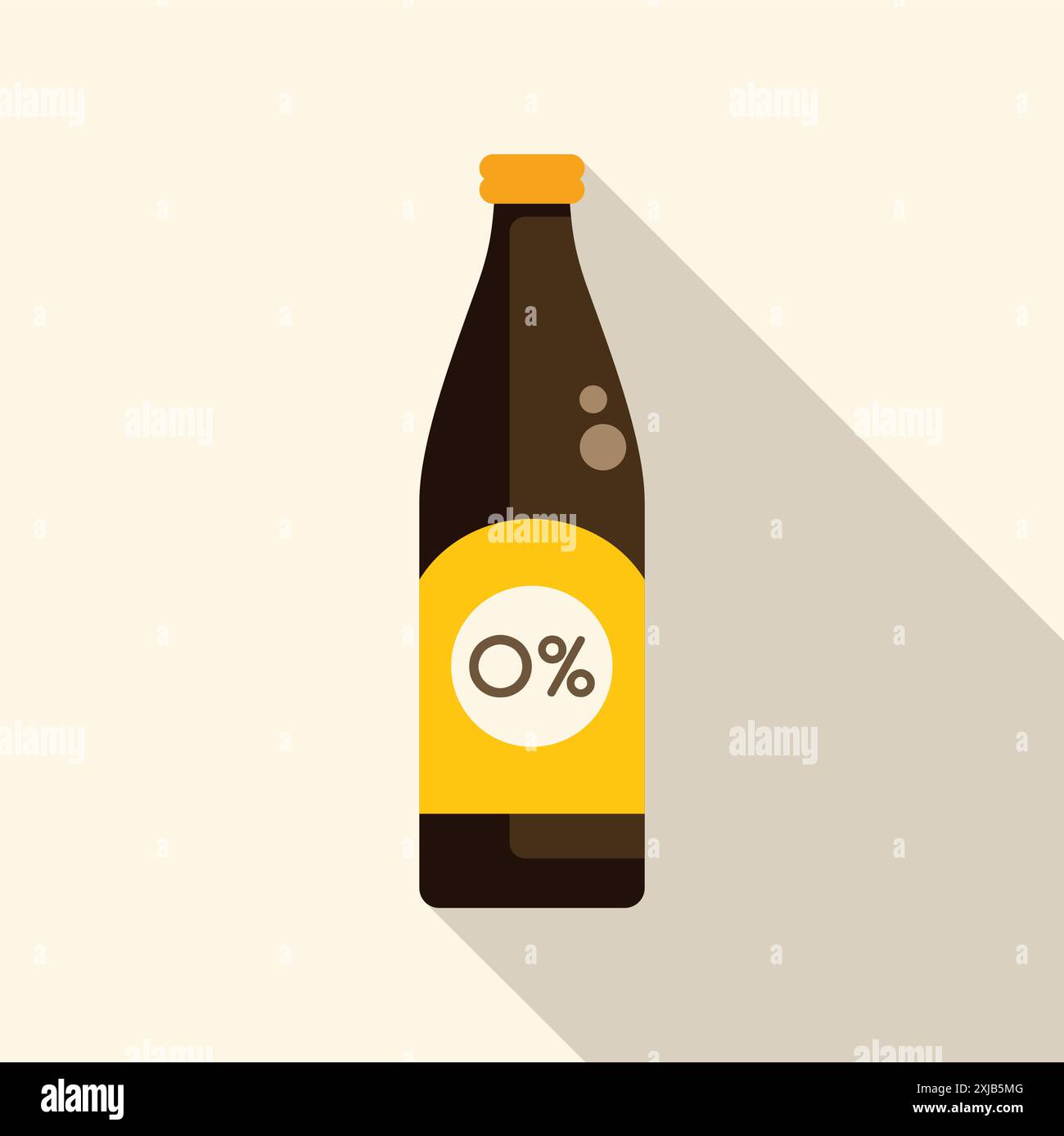 Non alcoholic beer bottle is standing with a yellow label indicating ...