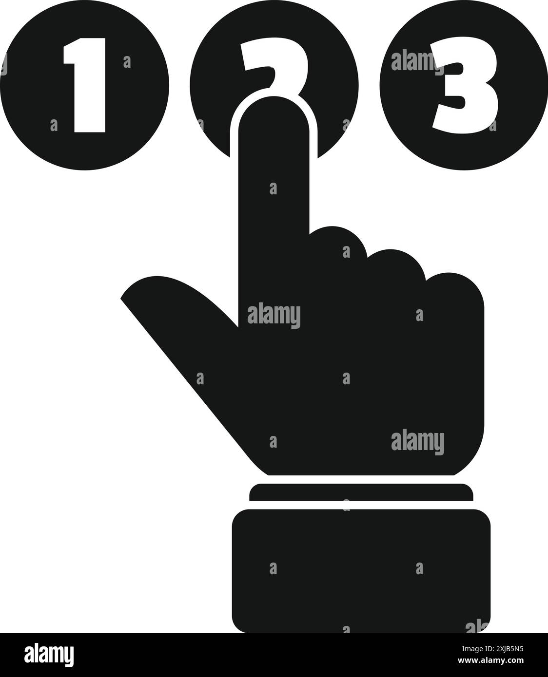 Hand is choosing number two from three options, representing a business ...