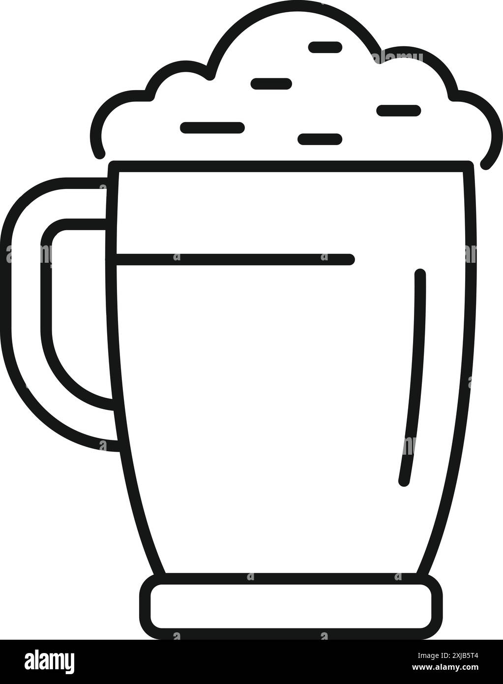 Simple line drawing of a beer glass full of beer with a foamy head ...