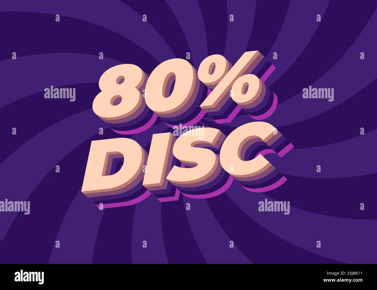 80 percent discount. Text effect design in good colors and 3D style ...