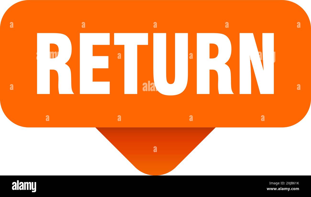 return sticker. return sign on transparent background. rectangular ...