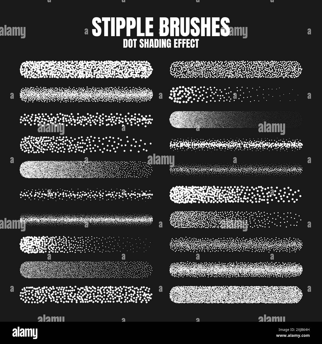 Stipple scatter brush, ink drawing and texturing. Fading gradient ...