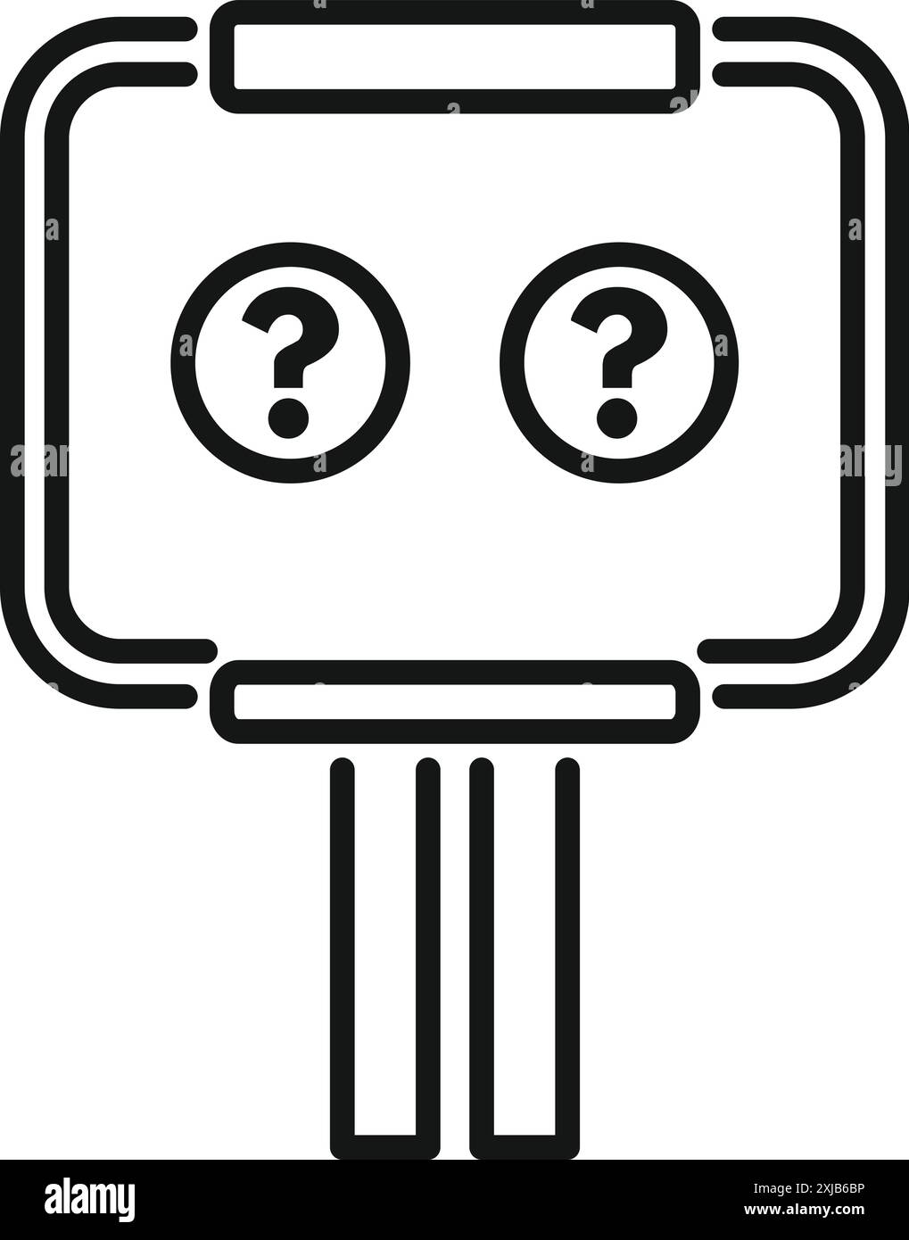 Line icon of a street billboard showing two question marks, conveying ...