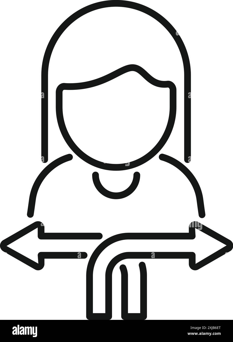 Woman choosing right path icon, making decision, career path, life ...