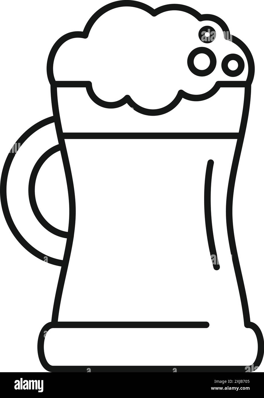 Line drawing of a tall beer glass overflowing with foamy beer Stock ...