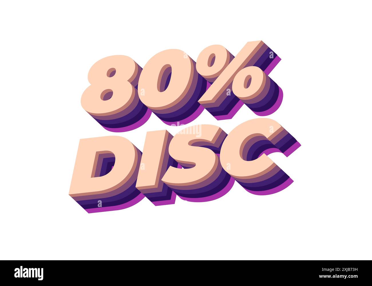80 percent discount. Text effect design in good colors and 3D style ...