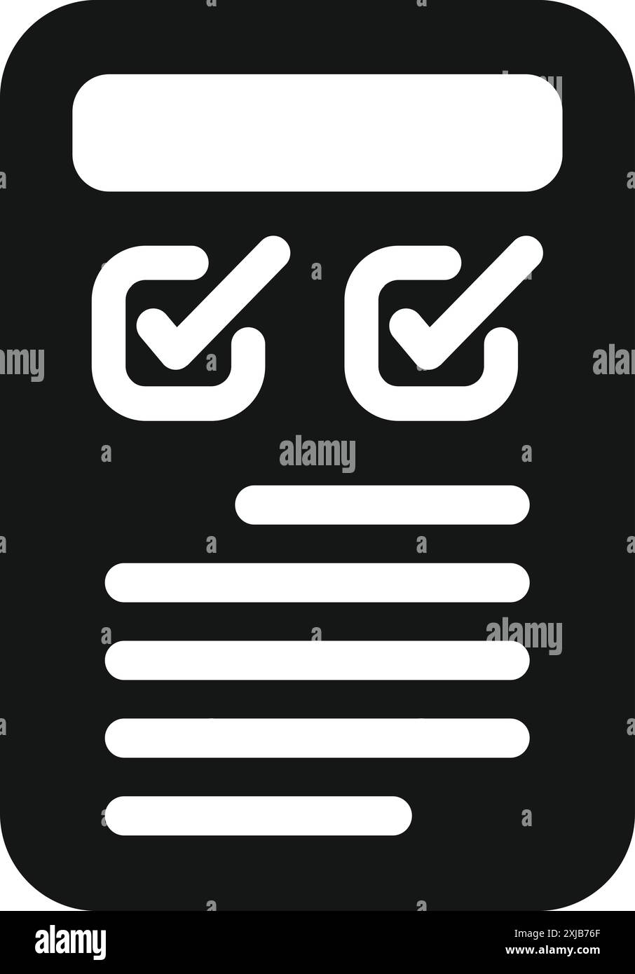 This icon represents the concept of completing a task, filling out a ...