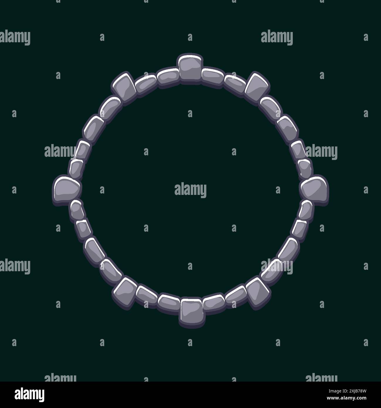 Round stone frame. Empty cartoon frame made of small stones for your ...