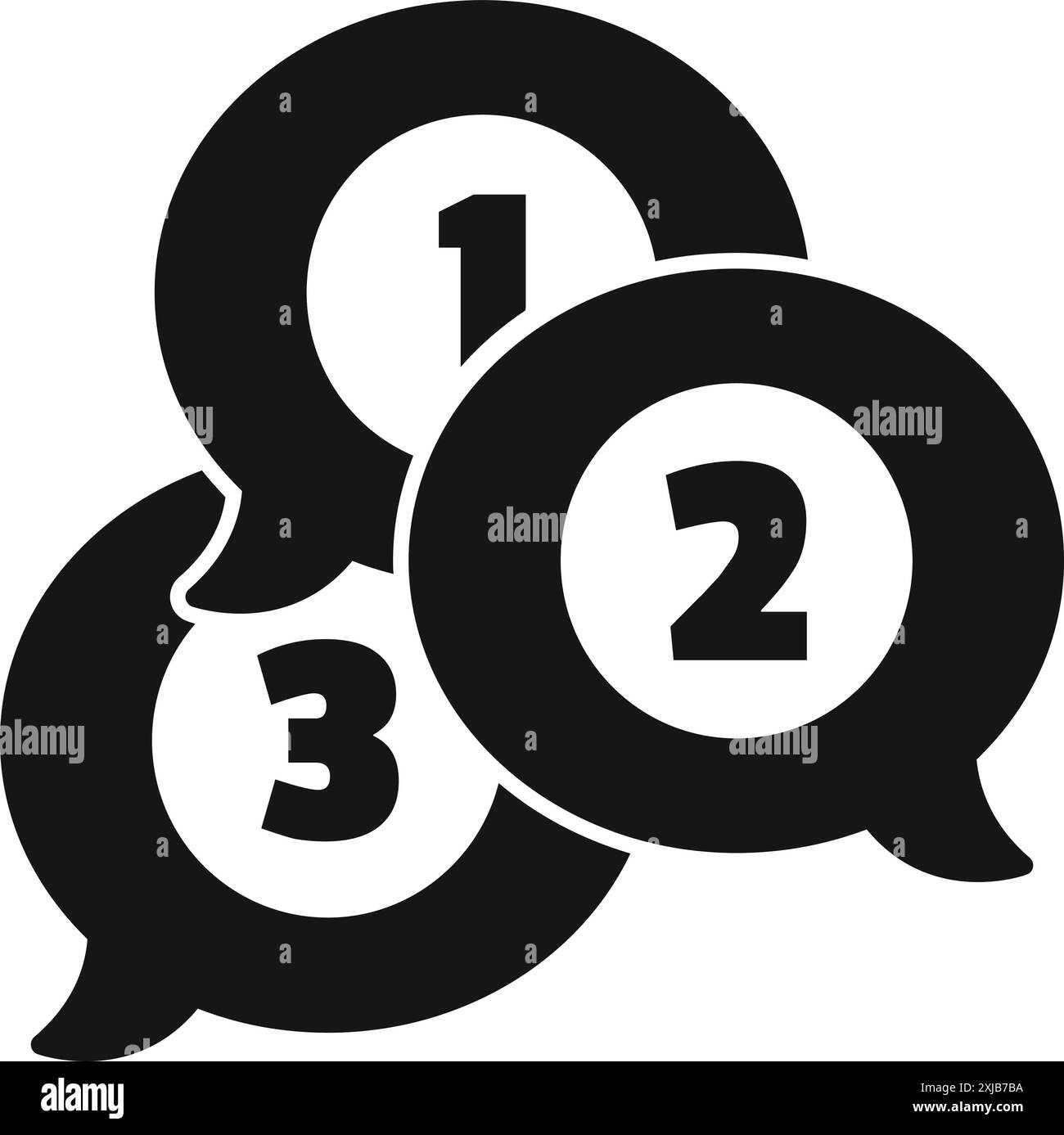 Black and white icon of three speech bubbles with numbers one, two and ...
