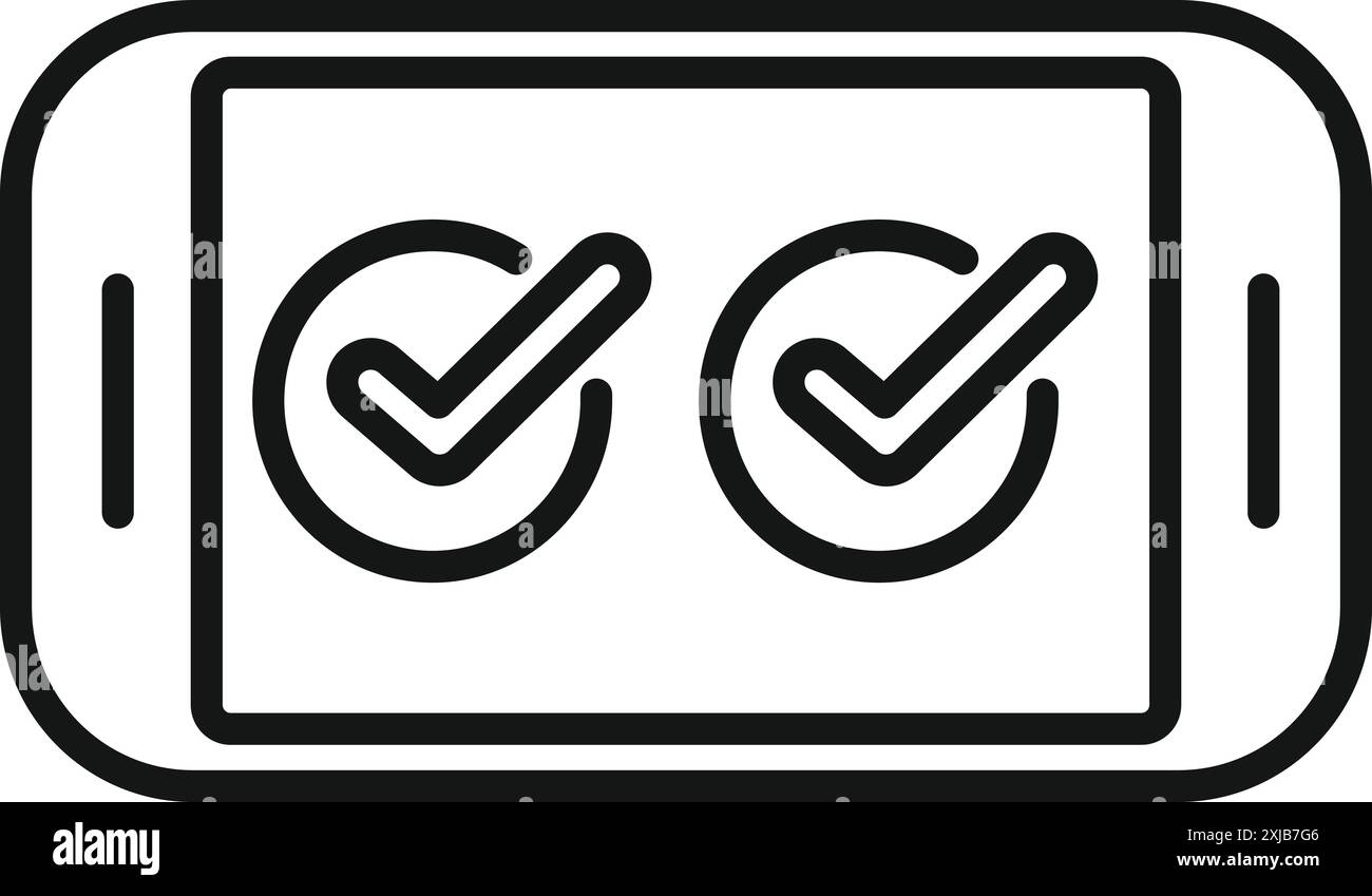Smartphone is showing two check marks meaning successful verification ... Smartphone is showing two check marks meaning successful verification ...