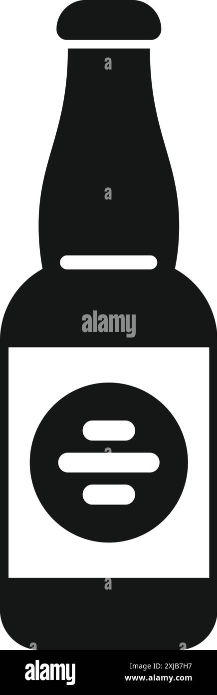 Simple black and white vector illustration of a generic beer bottle ...