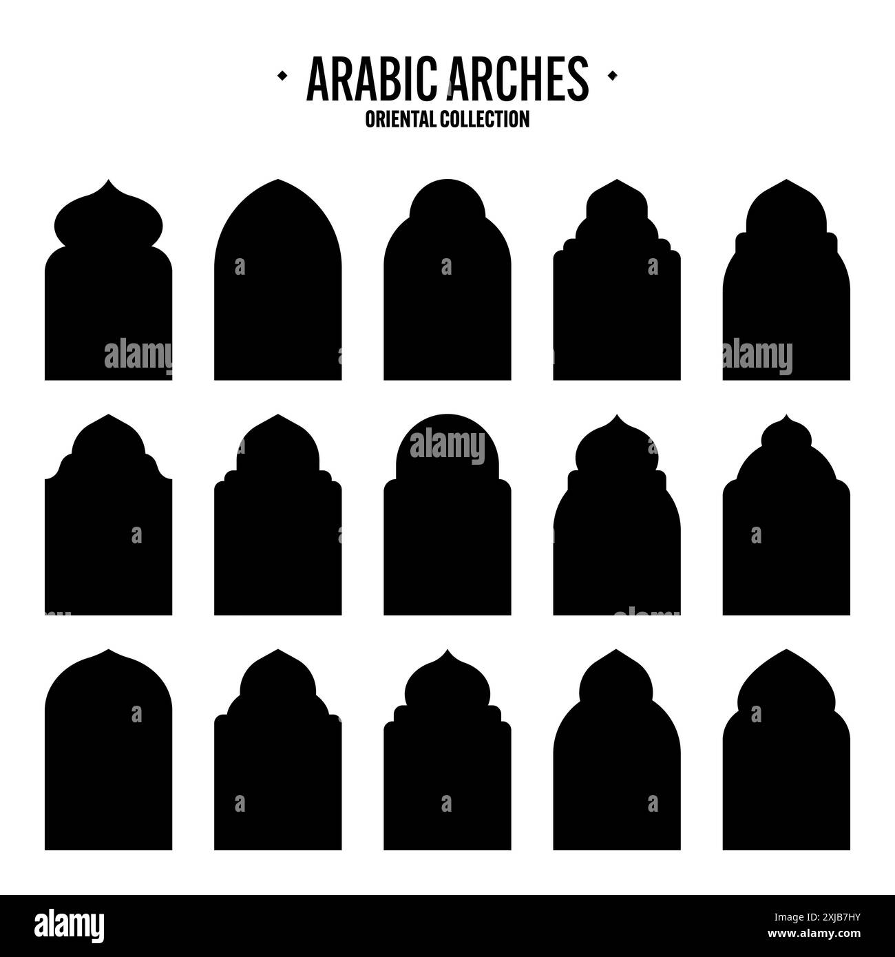 Islamic frames, oriental style objects. Arabic shapes, windows and ...